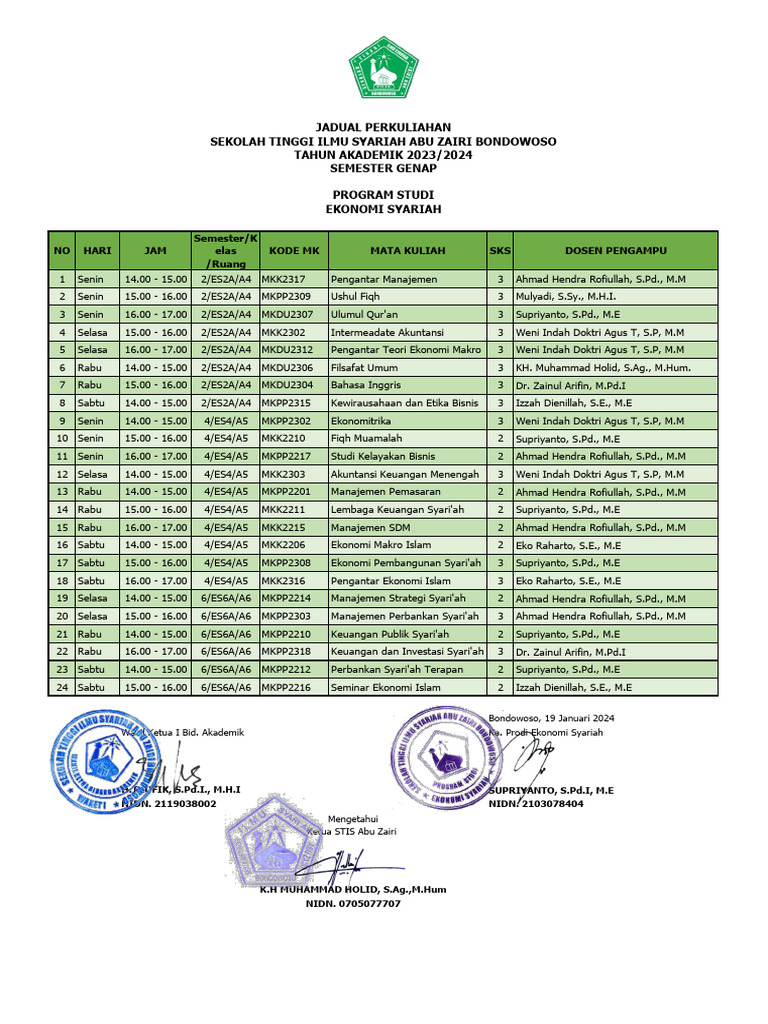 Rev Es Jadual Kuliah 2023 2024 Genap Pdf