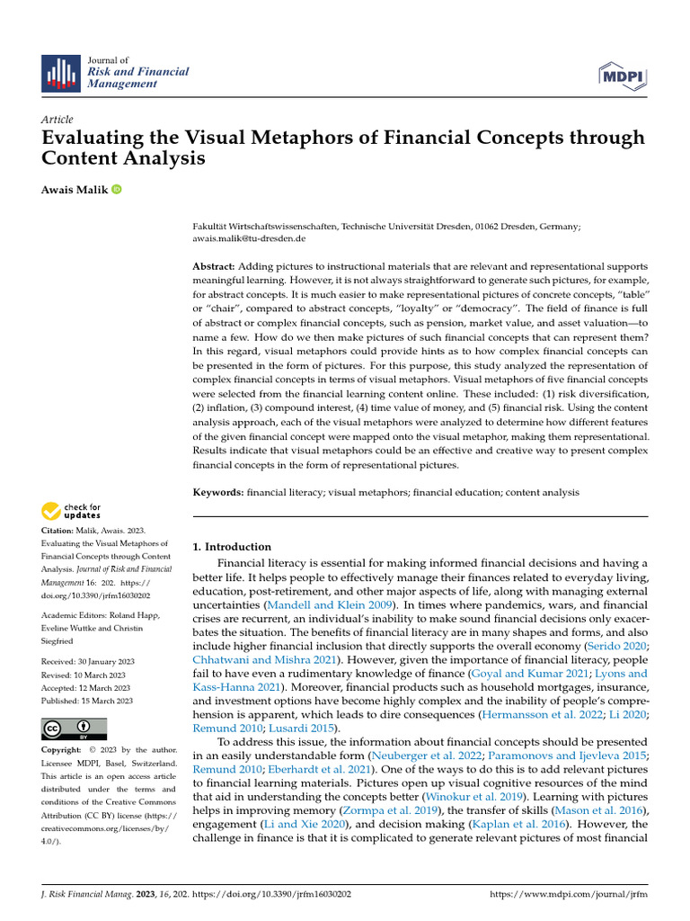 Evaluating The Visual Metaphors Of Financial Concepts Through Content