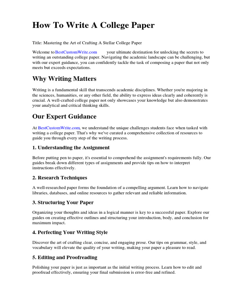 How To Write A College Paper | PDF | Thought | Proofreading