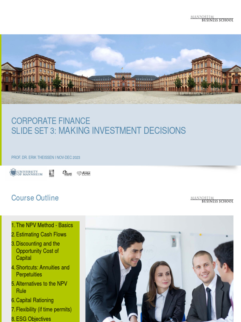 MBS Corporate Finance 2023 Slide Set 3 | PDF | Net Present Value | Internal Rate Of Return