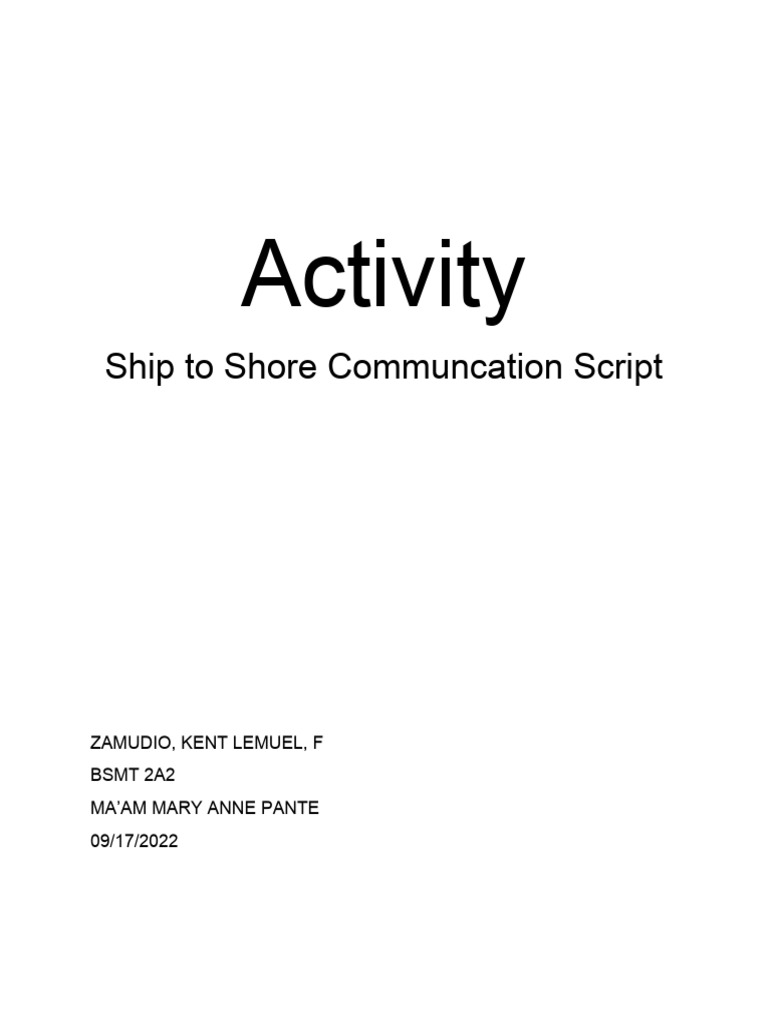 Activity - Ship To Shore Communication | PDF