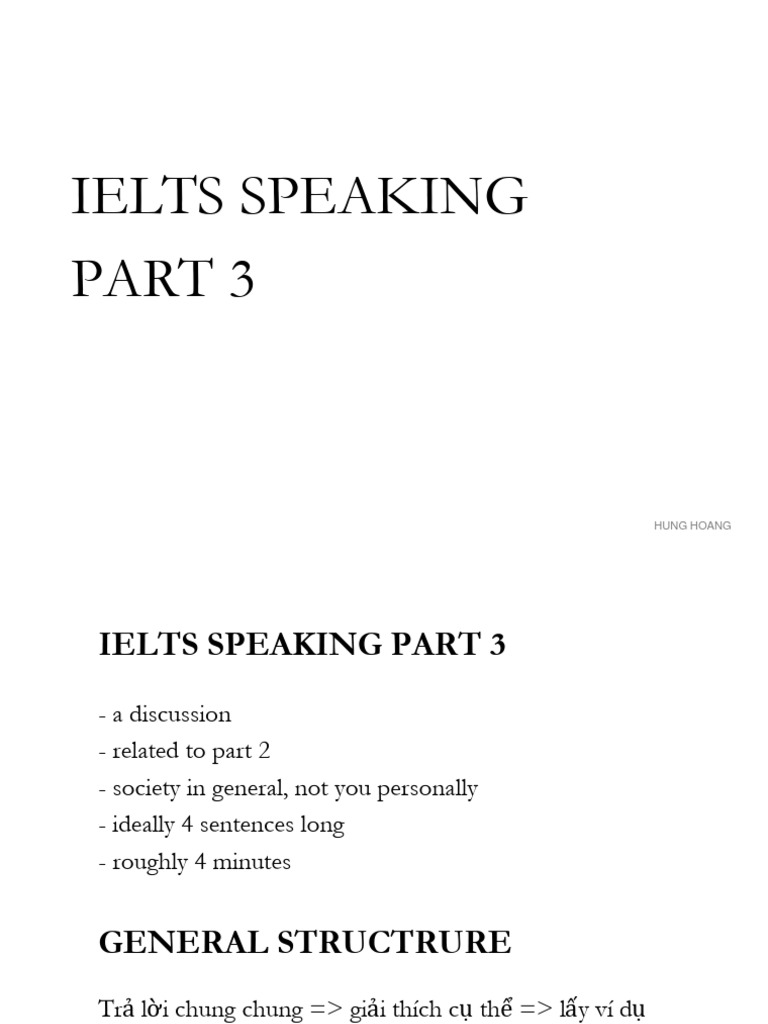 Ielts Speaking Part 3 | PDF