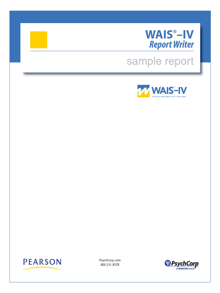 Wais IV Report Sample | PDF | Wechsler Adult Intelligence Scale | Cognition