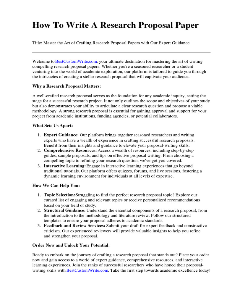 How To Write A Research Proposal Paper | PDF | Expert | Methodology