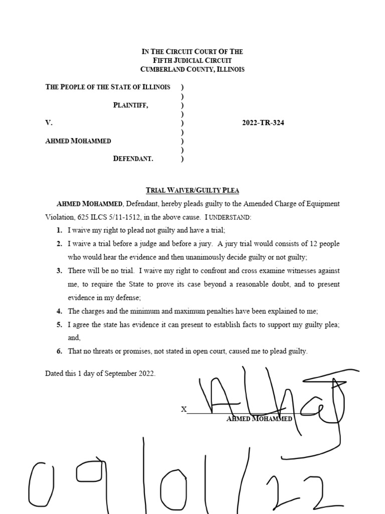 Trial Waiver - Guilty Plea 4 | PDF | Plea | Trials