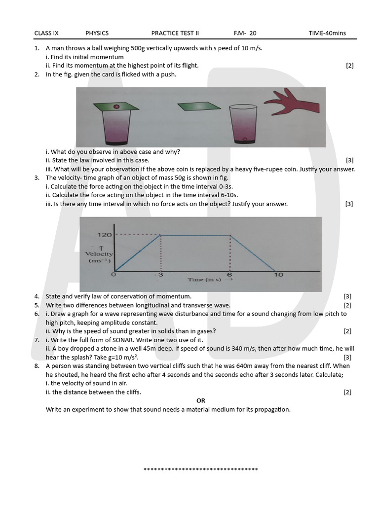 Class IX Physics Practice Test | PDF