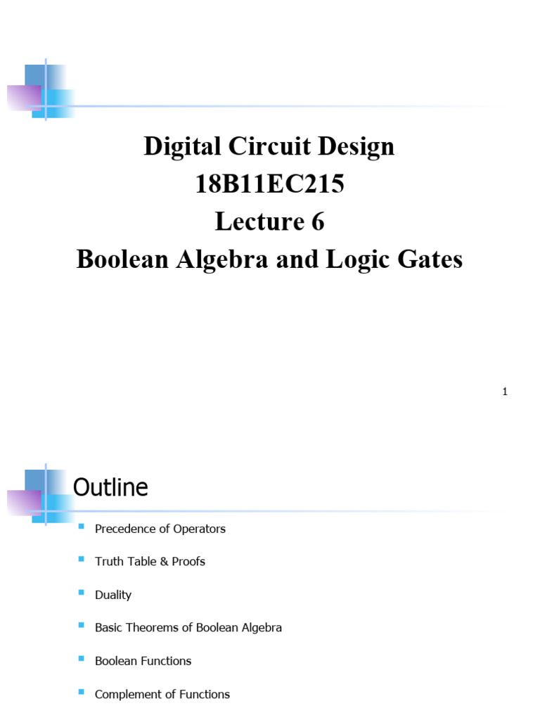 Boolean Algebra & Logic Gates Overview | PDF | Boolean Algebra ...