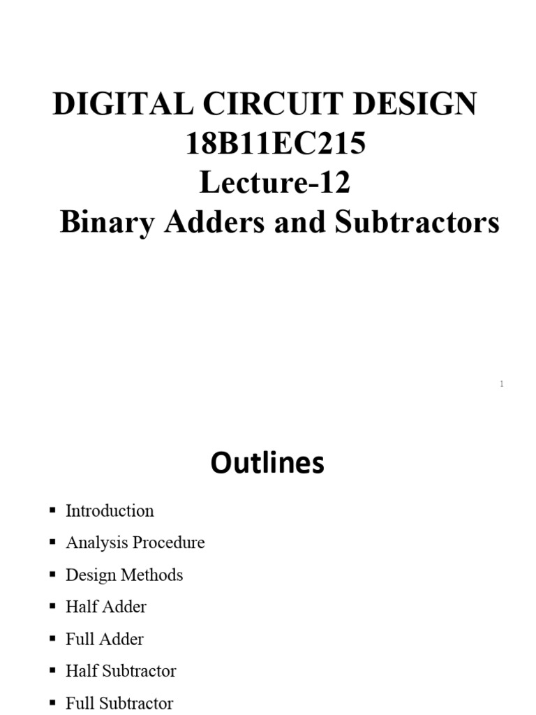 Binary Adders And Subtractors Pdf Integrated Circuit Logic Gate