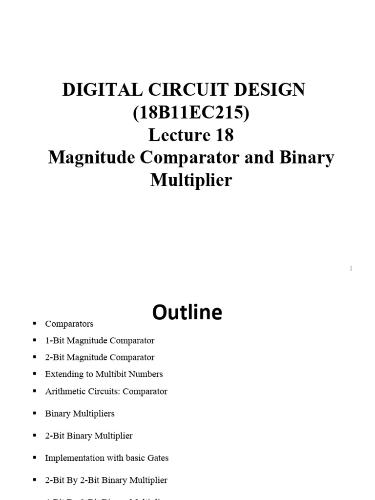 Digital Circuit Design: Comparators & Multipliers | PDF | Logic Gate ...