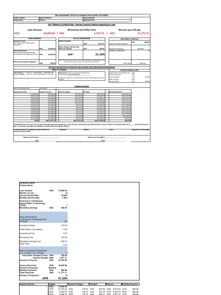 Ghana Loan Pre Agreement Statement and APR Calculator 30 10 15 - Final ... Ghana Loan Pre Agreement Statement and APR Calculator 30 10 15 - Final ...