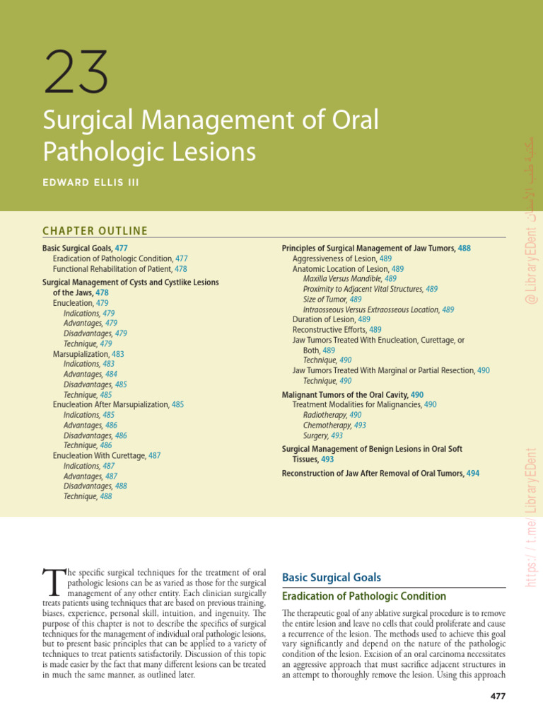 Chapter 23 Surgical Management of Oral Pathologic Lesions | PDF ...