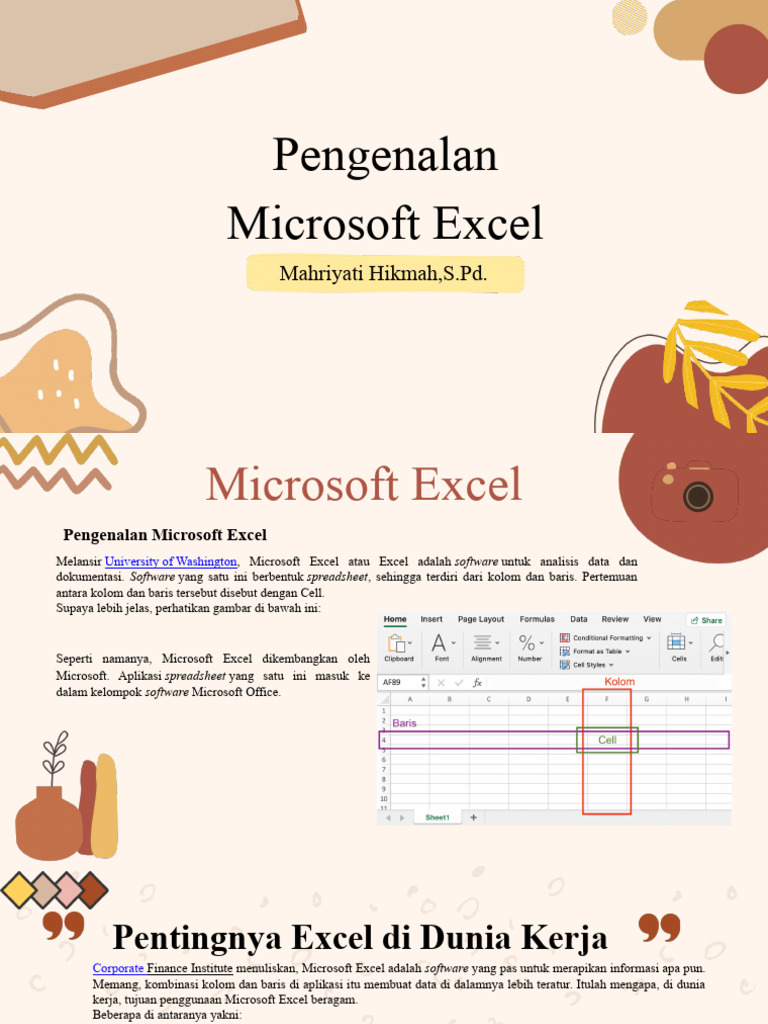 Pengenalan Microsoft Excel Kelas X | PDF