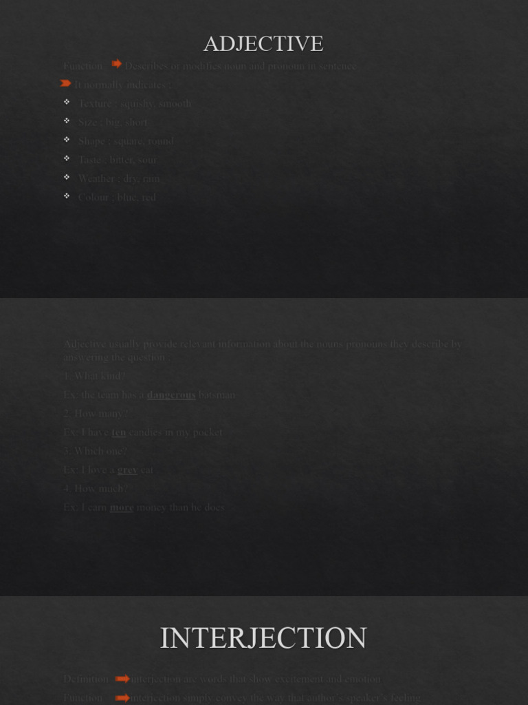 Adj and Interjection (Intermediate Structure) | PDF