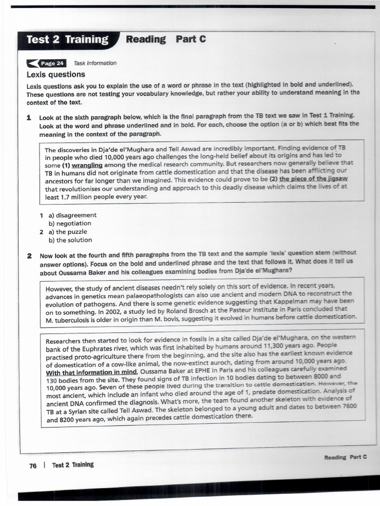 OET Trainer, Test 2, Reading Part C (Tips, Exercises, Test) | PDF