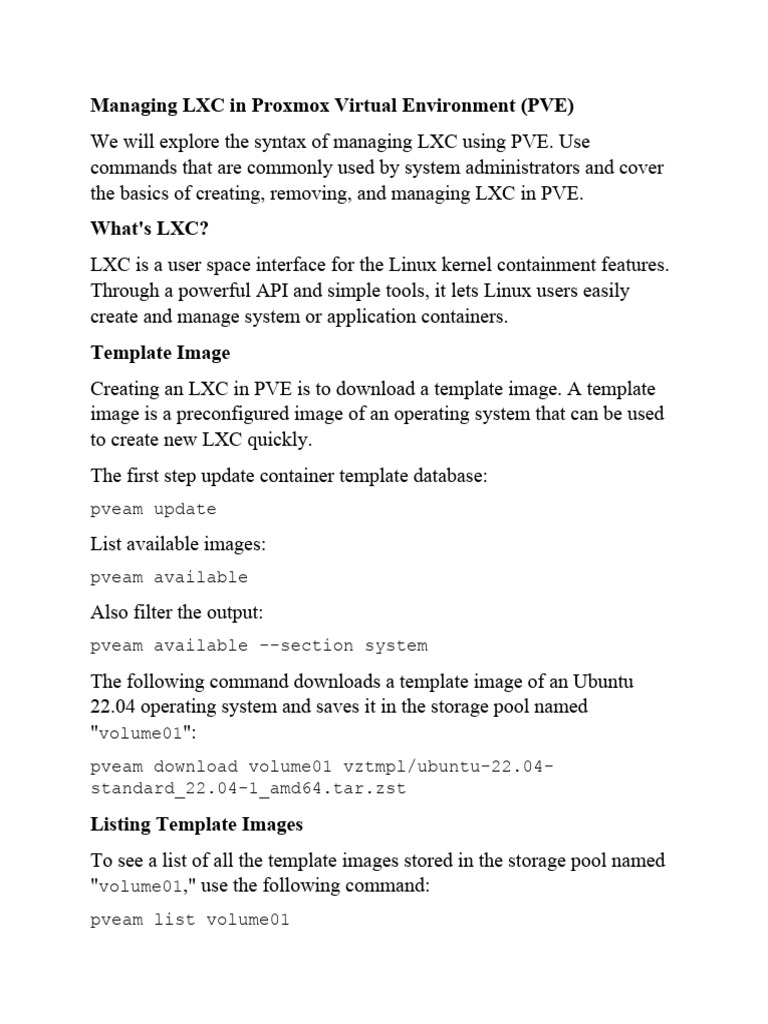 Managing LXC in Proxmox Virtual Environment (PVE) | PDF | Computer Network | Operating System