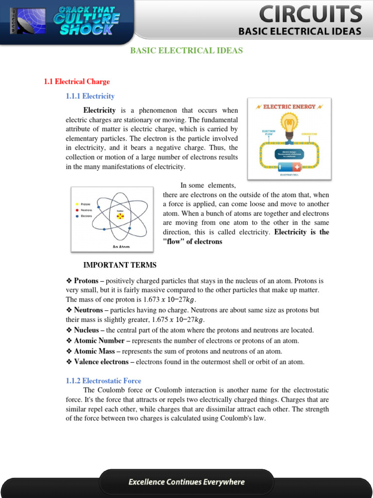 1 Basic Electrical Ideas | PDF | Electrical Resistance And Conductance ...