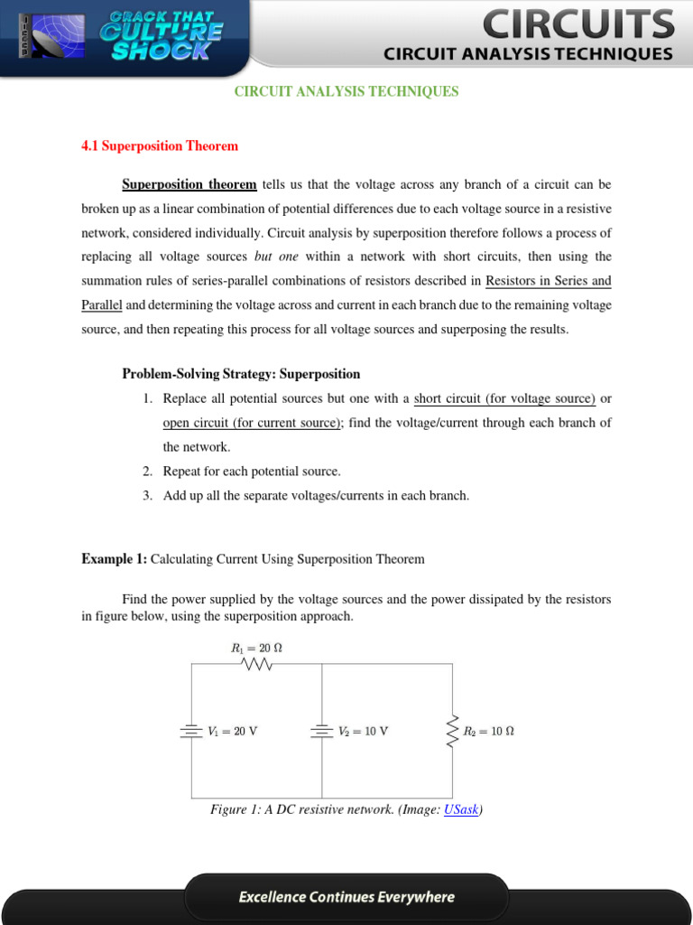 4 Circuit Analysis Techniques | PDF | Electrical Network | Series And ...