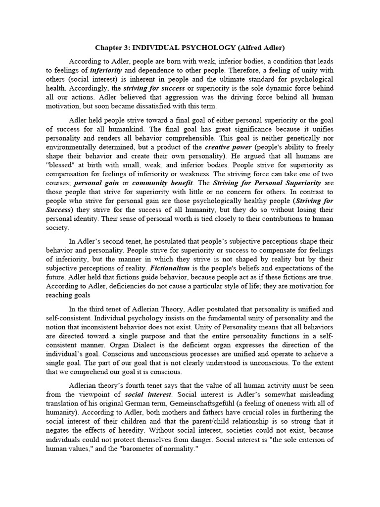 Chapter 3 Adler | Download Free PDF | Psychology | Psychological Concepts