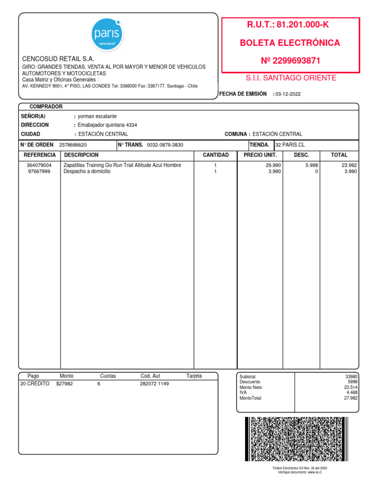 Factura | Descargar gratis PDF | Venta al por menor