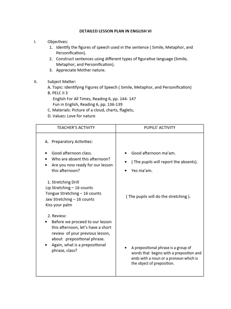 Child and Adolescent Lit Lesson Plan | PDF | Preposition And ...