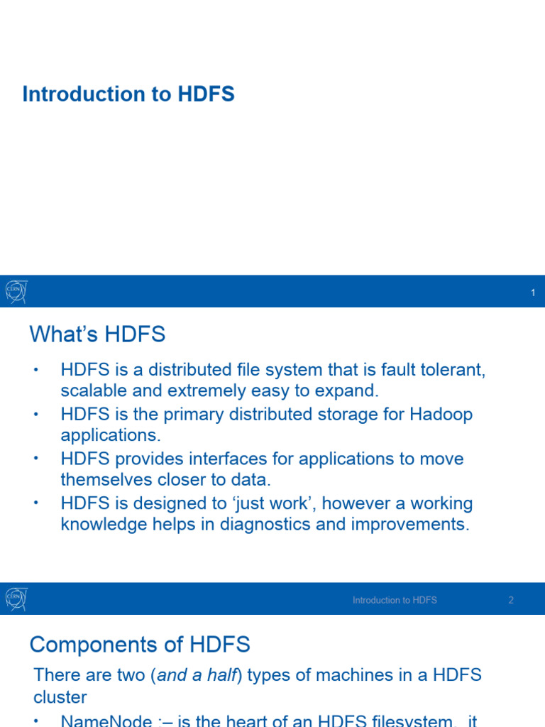 Introduction To HDFS | PDF | Apache Hadoop | File System