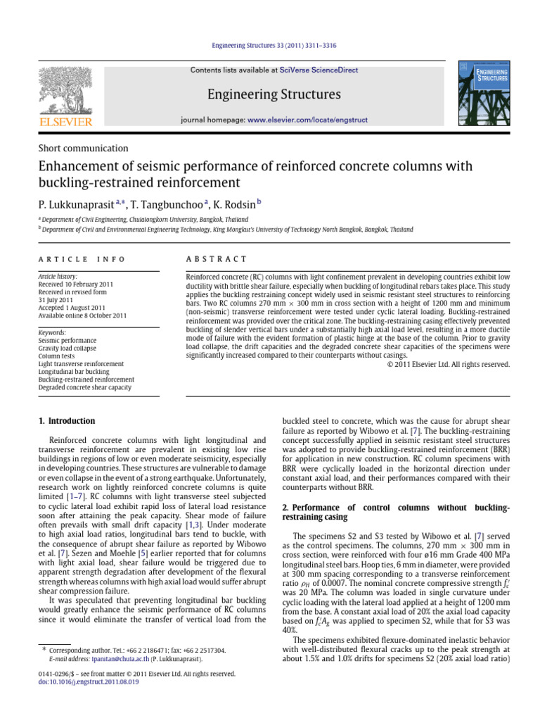 Enhancemnetof Seismic Performance of Reinforced Concrete Columns With ...