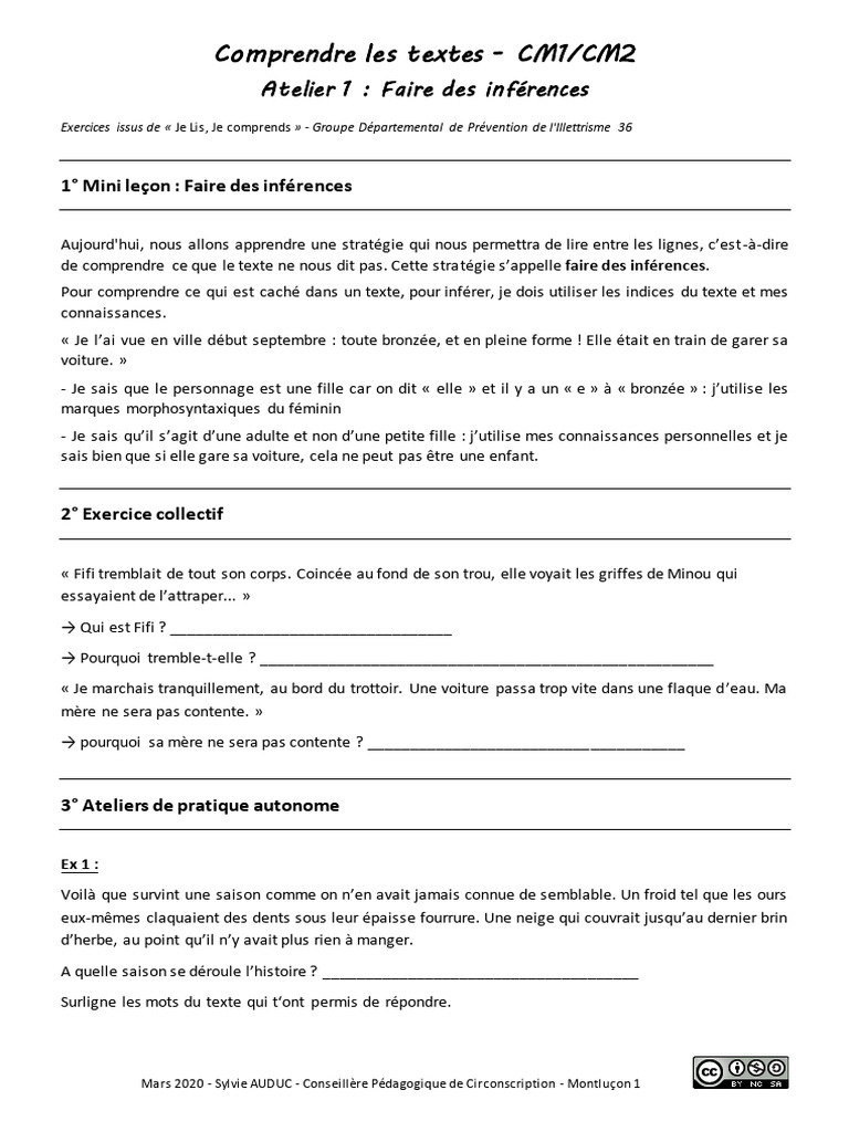 CM1 CM2 Comprendre Les Textes Ateliers 1 Et 2 | PDF
