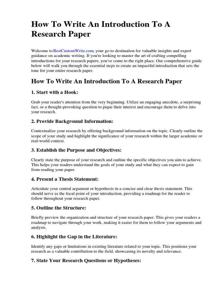 How To Write An Introduction To A Research Paper | PDF | Methodology ...