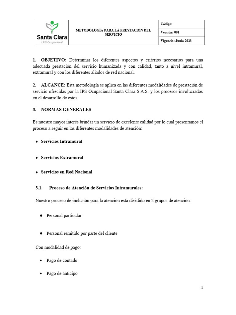 Metodologia para La Prestacion Del Servicio 2022 | PDF | Business ... Metodologia para La Prestacion Del Servicio 2022 | PDF | Business ...