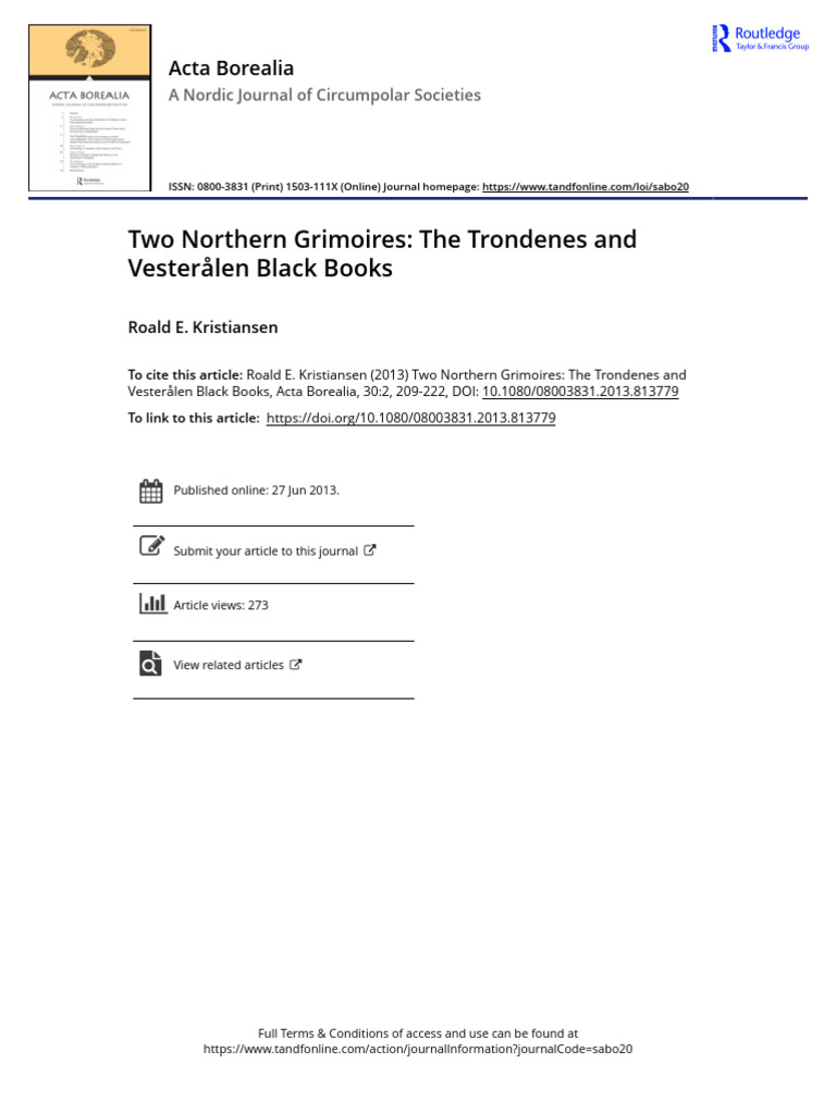 Two Northern Grimoires The Trondenes and Vester Len Black Books | PDF | Prayer | Amulet
