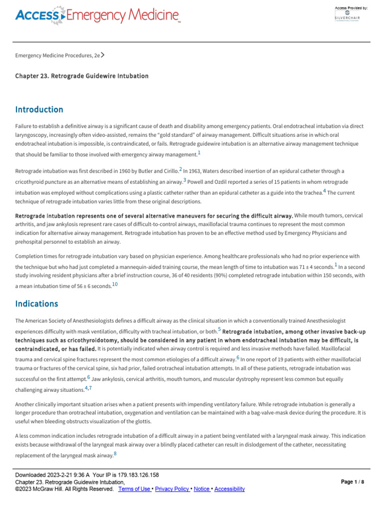 Chapter 23. Retrograde Guidewire Intubation | PDF | Clinical Medicine ...