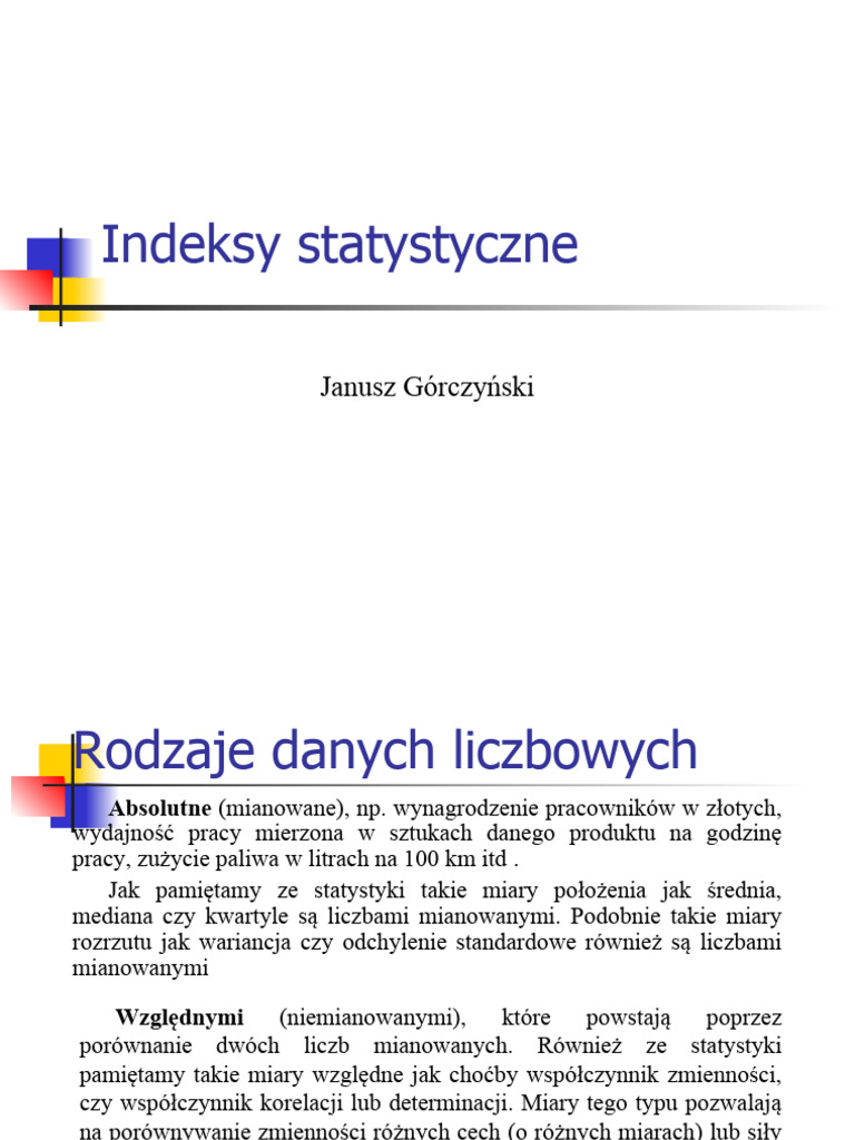 Ekonometria - Pokazy - Indeksy Statystyczne | PDF