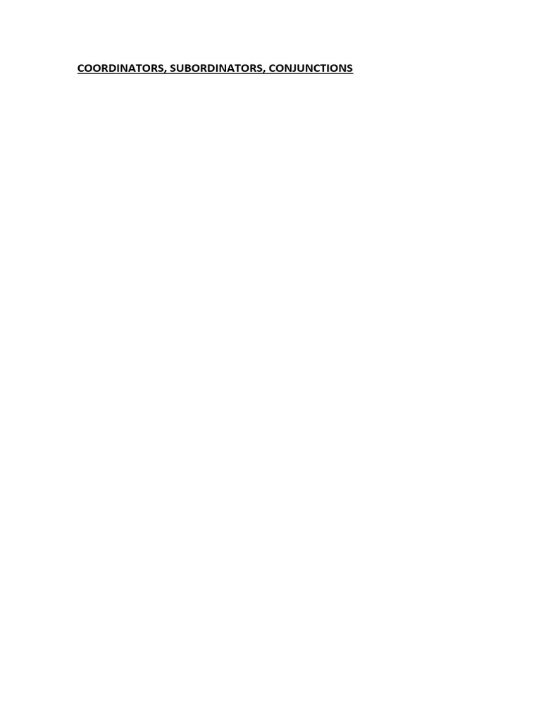 COORDINATORS conjunctions | PDF | Lingüística | Semántica