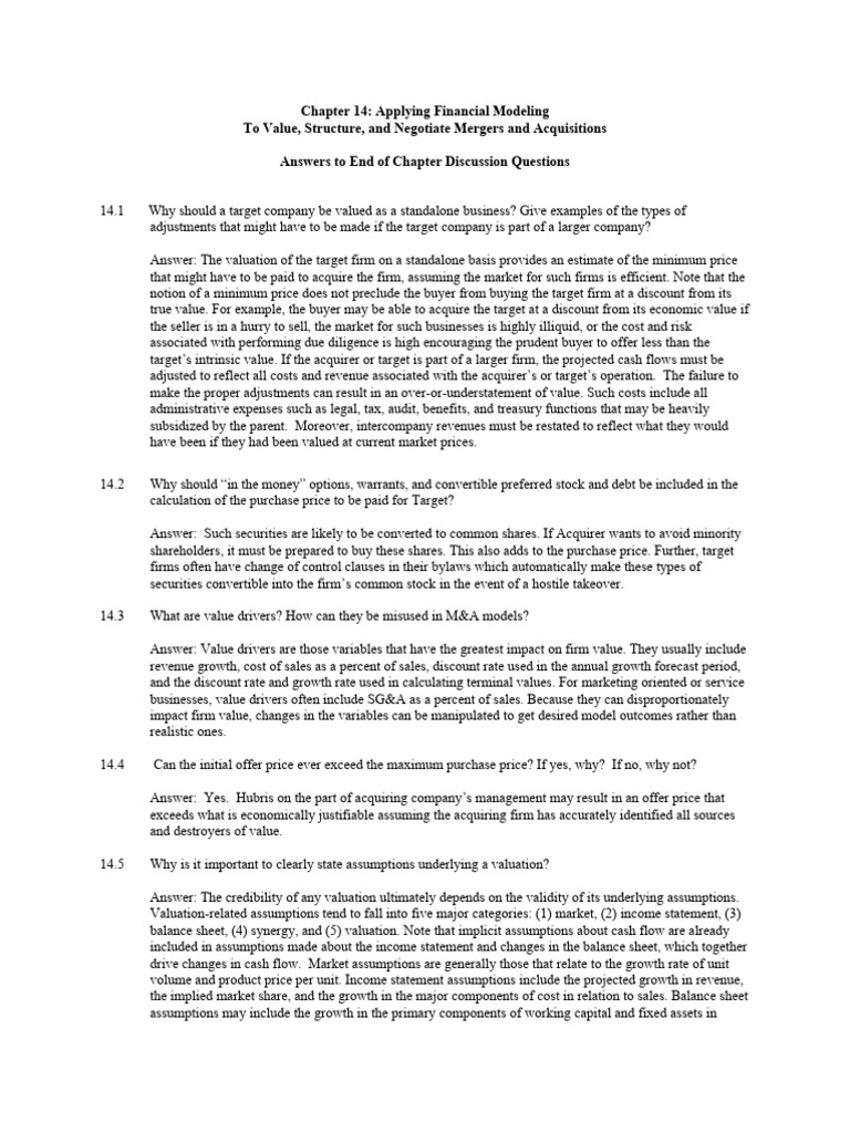 Chapter 14 | PDF | Valuation (Finance) | Mergers And Acquisitions Chapter 14 | PDF | Valuation (Finance) | Mergers And Acquisitions