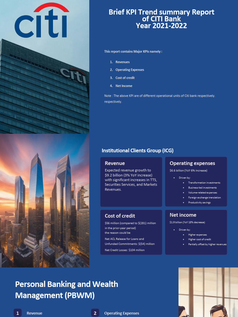 Citi Bank Kpi Summary 2021-2022 | PDF | Investing | Revenue