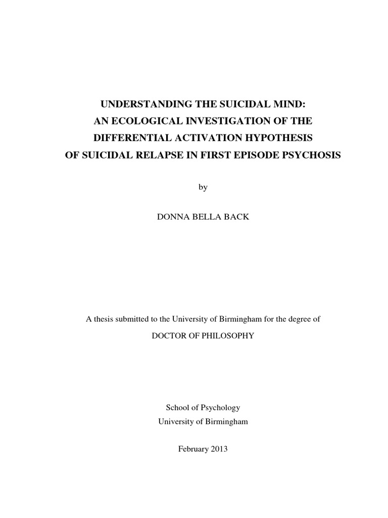 Understanding The Suicidal Mind | PDF | Psychosis | Mental Disorder