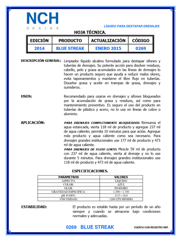 HT - Blue Streak - 0269 - 2015 | PDF | Agua | Líquidos