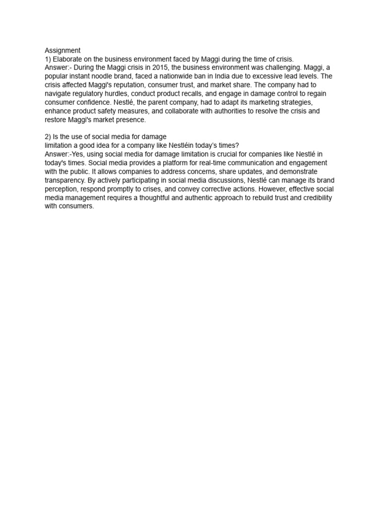 Assignment of Maggi | PDF