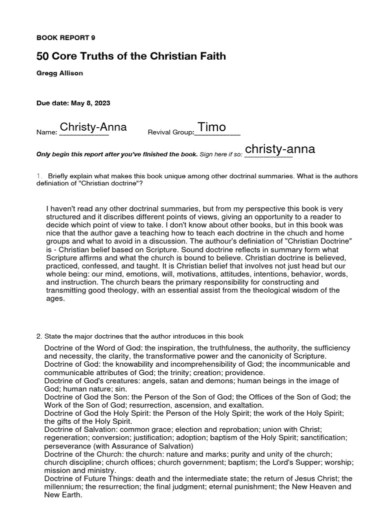 Book Report 50 Core Truths Christy-Anna | PDF | Perseverance Of The ...