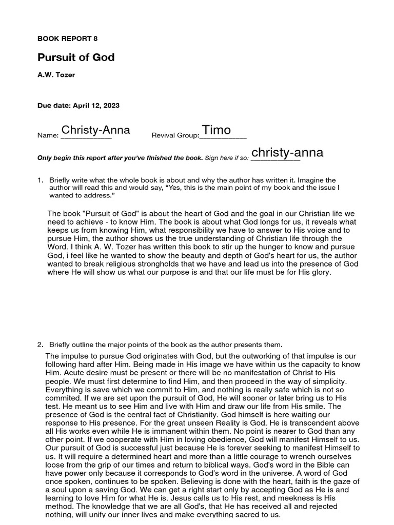 Pursuit of God: A.W. Tozer's Insights | PDF | God | Jesus