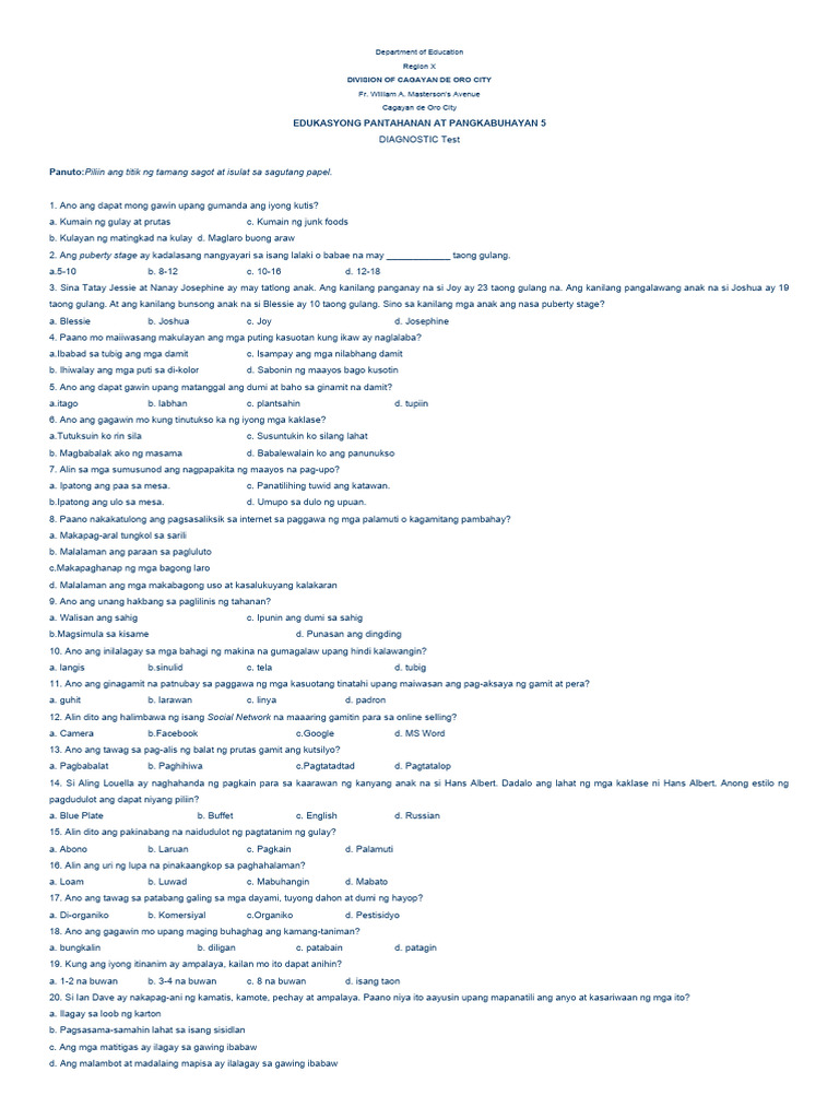 Epp 5 - Diagnot Test | PDF