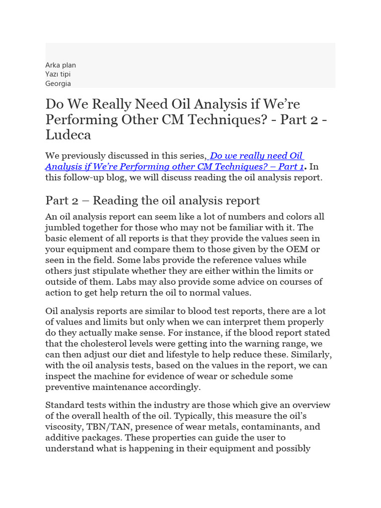 Understanding Oil Analysis Reports | PDF | Viscosity | Motor Oil