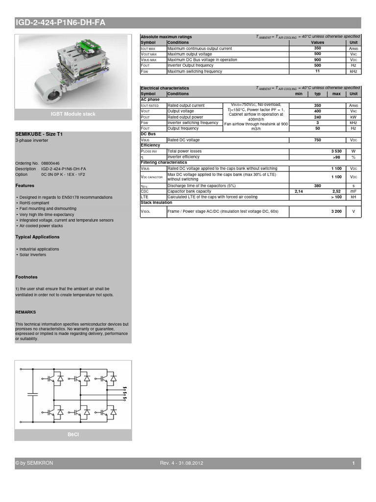 SEMIKRON_DataSheet_IGD_2_424_P1N6_DH_FA_08800446 | PDF | Power Inverter | Capacitor