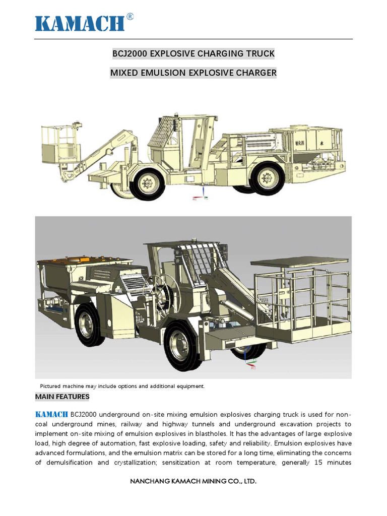 Kamach Bcj2000 Mixed Emulsion Explosive Charging Truck | PDF | Truck | Axle