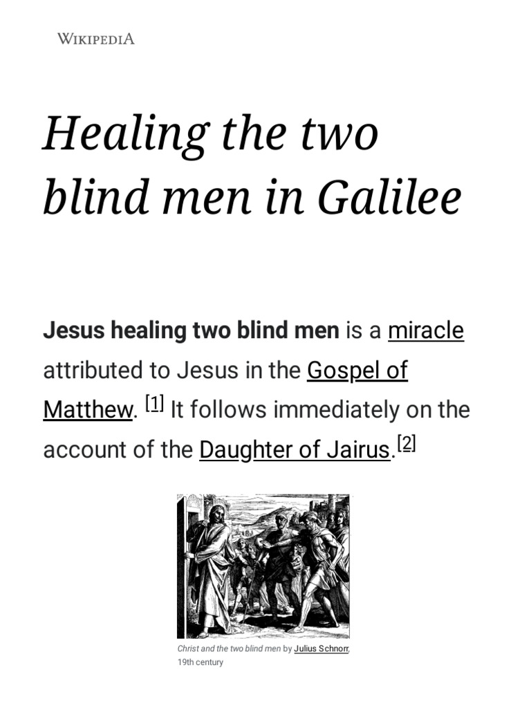 Healing The Two Blind Men in Galilee - Wikipedia | PDF | Jesus ...