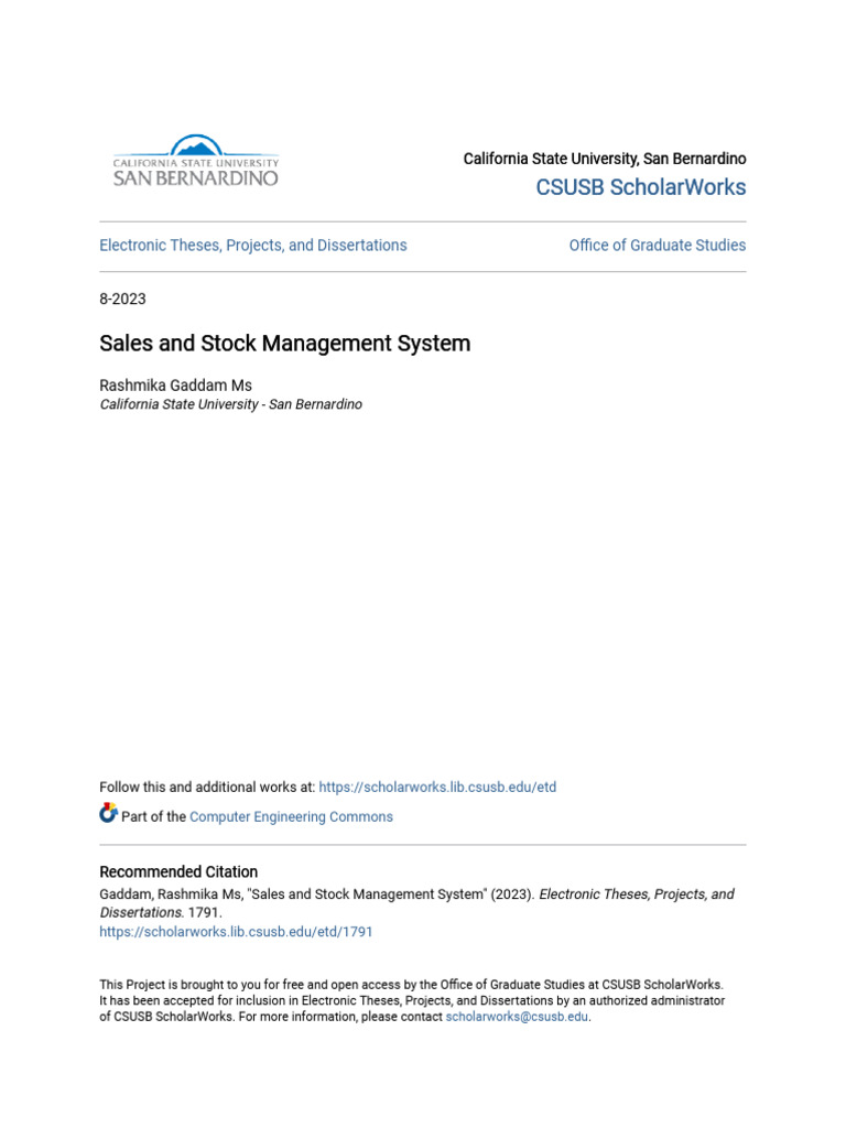 Sales and Stock Management System | PDF | Software Testing | Databases