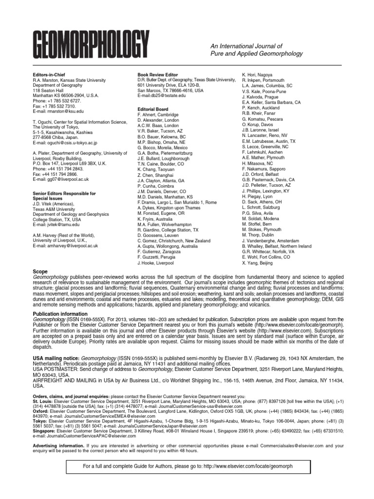 Editorial-Board 2013 Geomorphology | PDF | Mail | Geomorphology