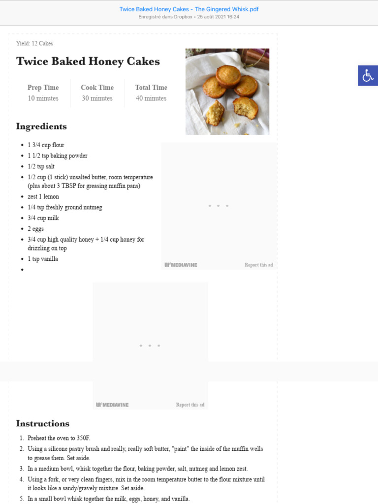 Twice Baked Honey Cakes - The Gingered Whisk | PDF | Baking | Cakes