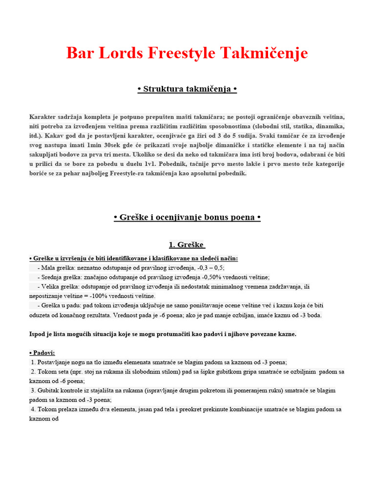 Bar Lords Freestyle Takmicenje 2023 | PDF