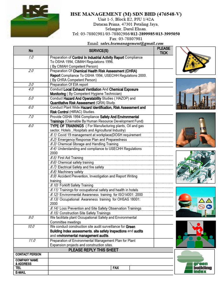 HSE - Services List - 1 | PDF | Occupational Safety And Health ...